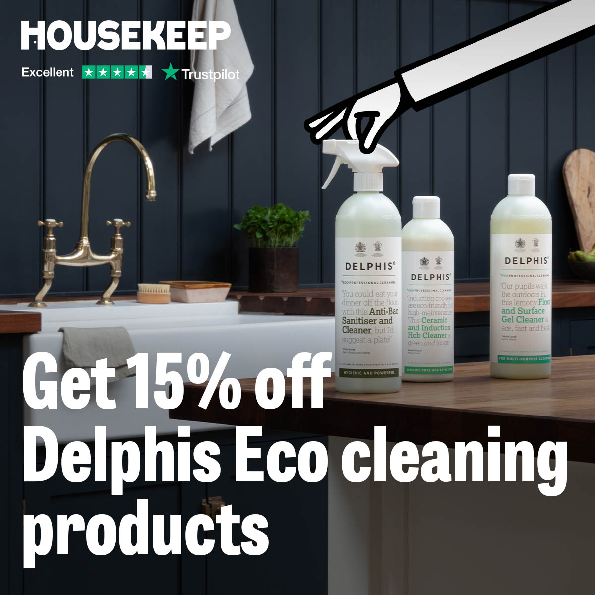 Housekeep users get 15% off Delphis Eco cleaning products